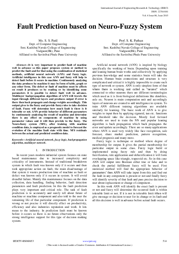 (PDF) IJERT-Fault Prediction based on Neuro-Fuzzy System | IJERT ... (PDF) IJERT-Fault Prediction based on Neuro-Fuzzy System | IJERT ...