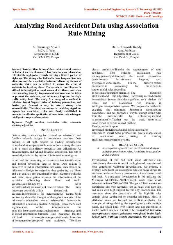 (PDF) IJERT-Analyzing Road Accident Data using Association Rule Mining