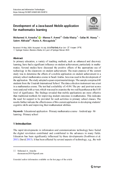 (PDF) Development of a Java-based Mobile application for mathematics ...