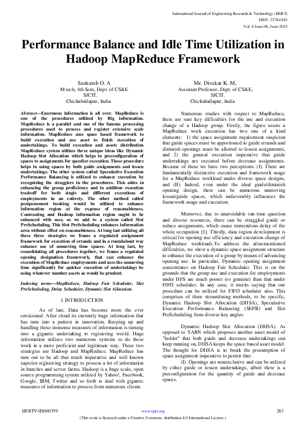 (PDF) IJERT-Performance Balance and Idle Time Utilization in Hadoop MapReduce Framework