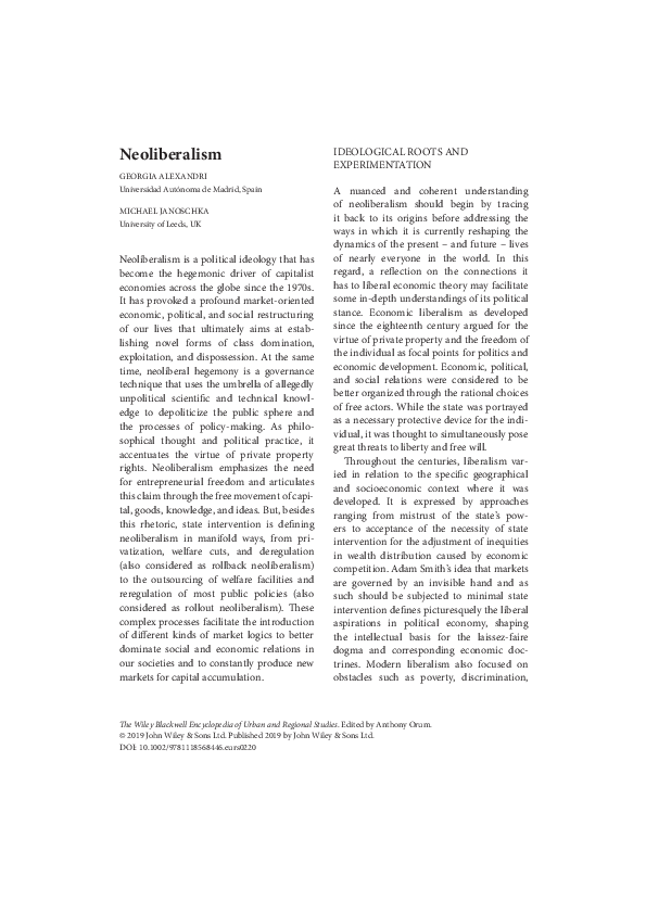 (PDF) Neoliberalism