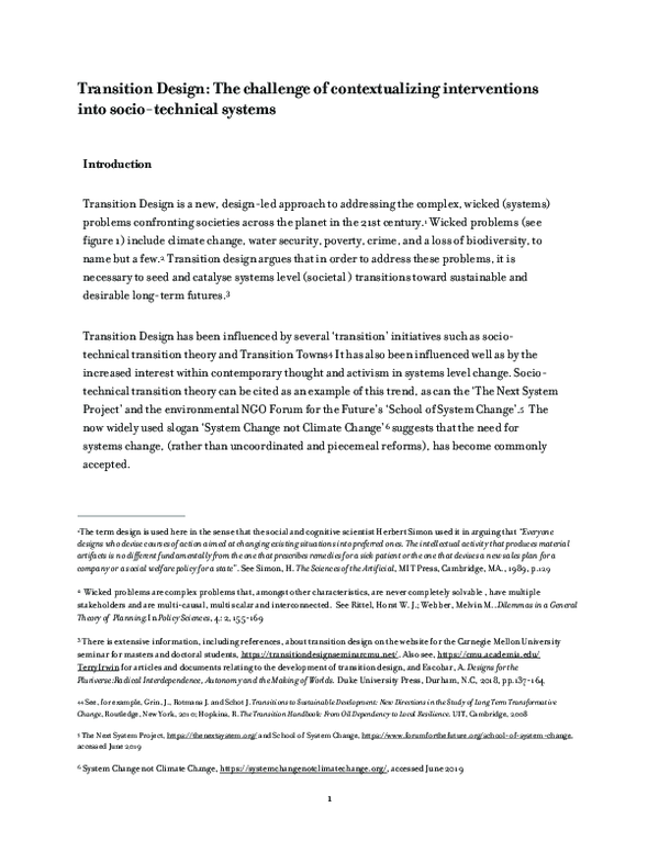 (PDF) Transition Design: The challenge of contextualizing interventions ...