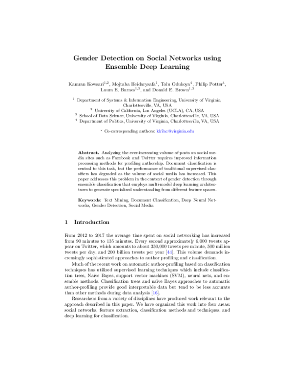 Pdf Gender Detection On Social Networks Using Ensemble Deep Learning