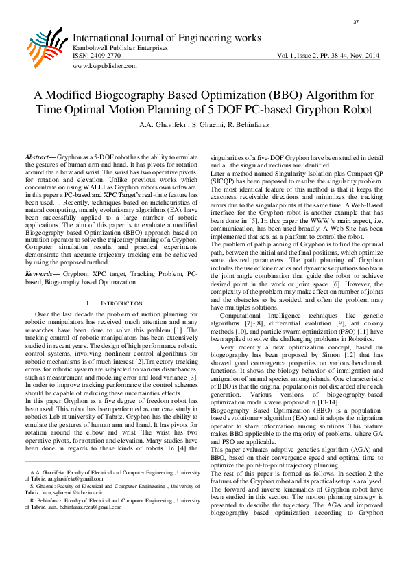 (PDF) A Modified Biogeography Based Optimization (BBO) Algorithm for ...