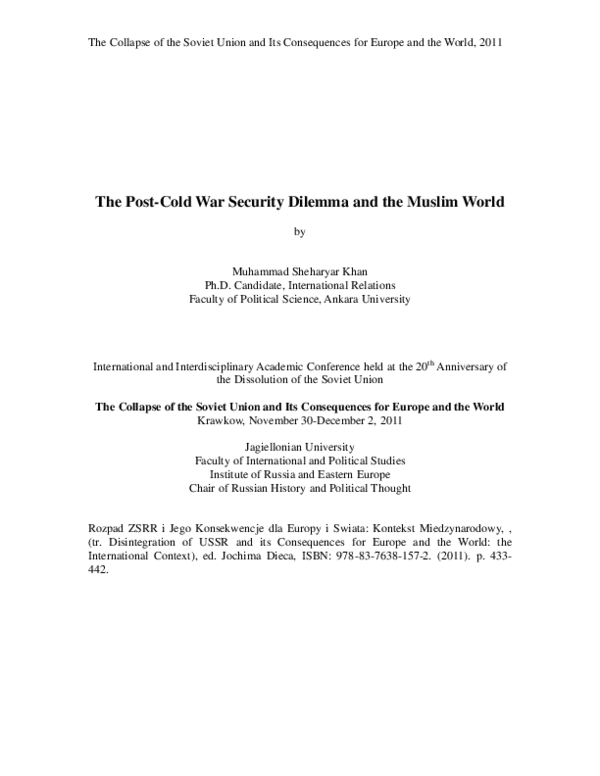 (PDF) The Post-Cold War Security Dilemma and the Muslim World