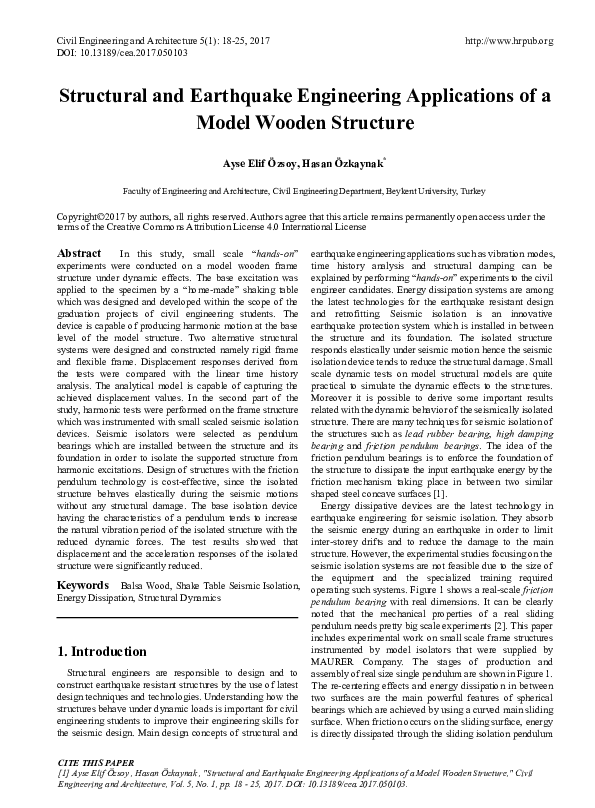 (PDF) Structural and Earthquake Engineering Applications of a Model ...