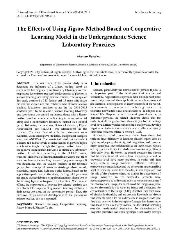 (PDF) The Effects of Using Jigsaw Method Based on Cooperative Learning ...