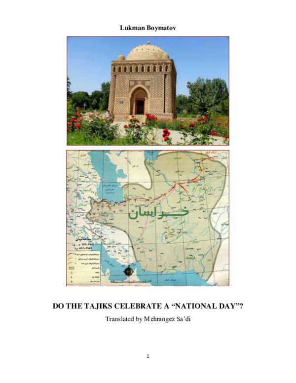 (PDF) DO THE TAJIKS CELEBRATE A "NATIONAL DAY"? (Translated by ...