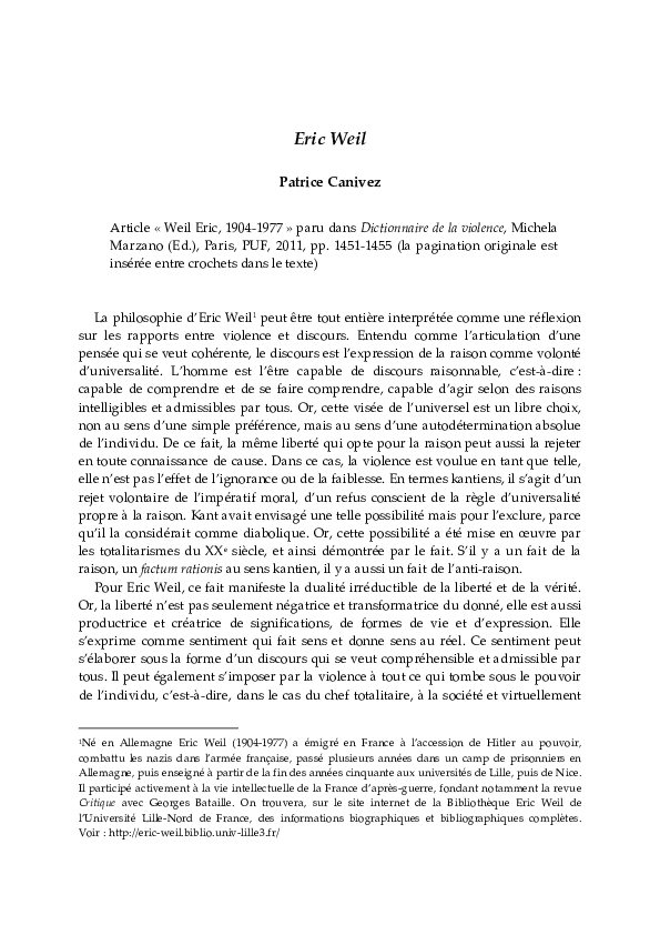 (PDF) Eric Weil