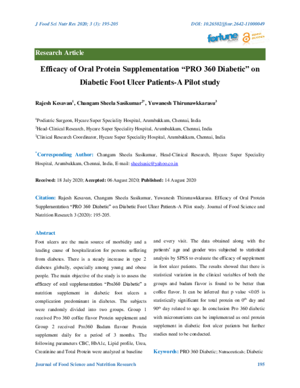 (PDF) PRO 360 Diabetic" on Diabetic Foot Ulcer Patients-A Pilot study ...