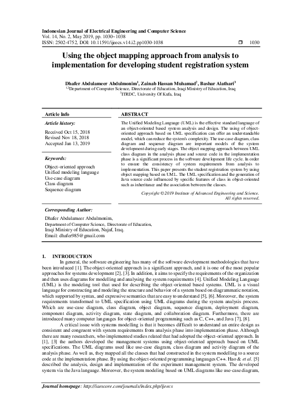 Pdf Using The Object Mapping Approach From Analysis To Implementation