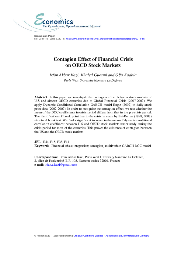 (PDF) Contagion Effect of Financial Crisis on OECD Stock Markets