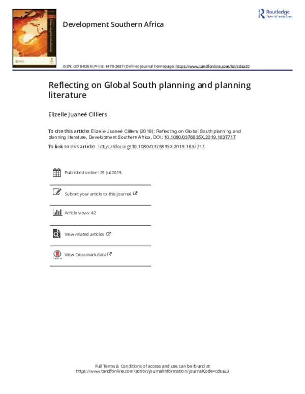(PDF) Reflecting on Global South planning and planning literature