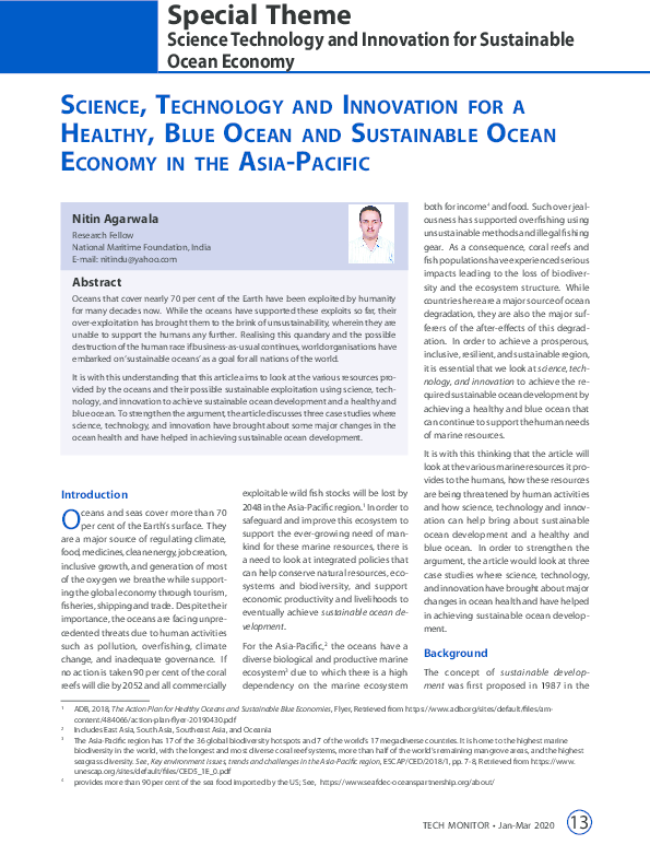 (PDF) Science, Technology and innovation for a healthy, Blue ocean and ...