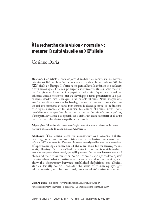 (PDF) À la recherche de la vision « normale » : mesurer l'acuité ...