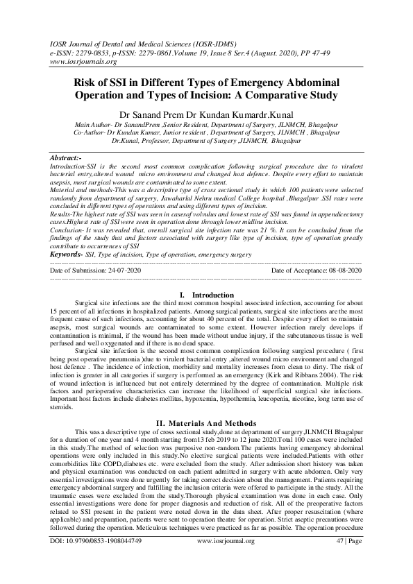 (PDF) Risk of SSI in Different Types of Emergency Abdominal Operation ...