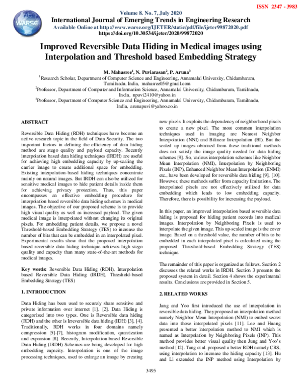 (PDF) Improved Reversible Data Hiding in Medical images using Interpolation and Threshold based ...