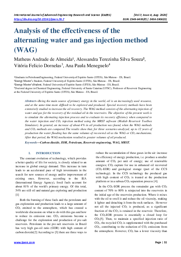 (PDF) Analysis of the effectiveness of the alternating water and gas ...