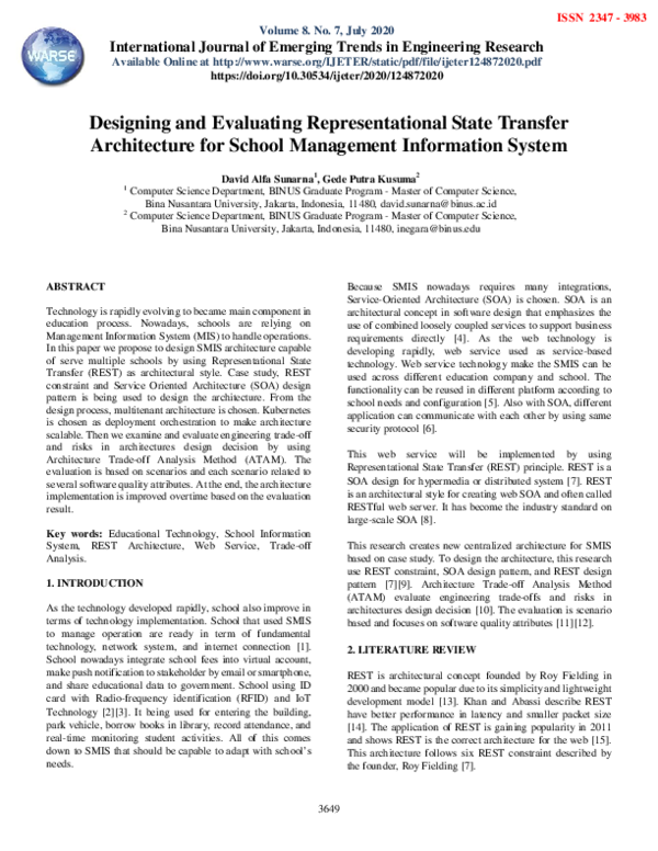 (PDF) Designing and Evaluating Representational State Transfer ...