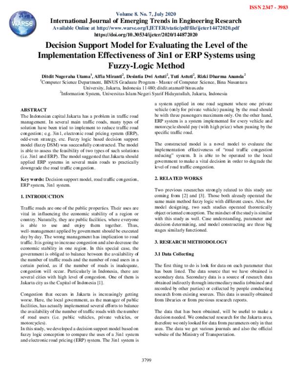 Pdf Decision Support Model For Evaluating The Level Of The Implementation Effectiveness Of