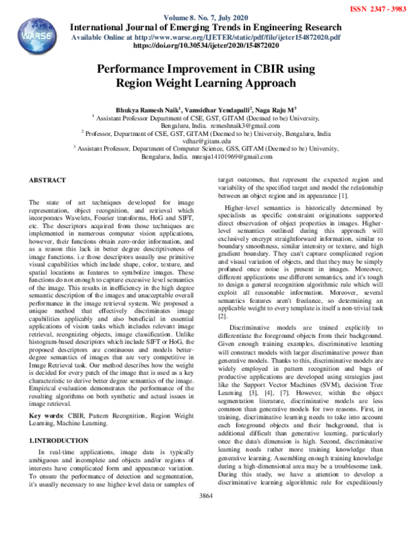 (PDF) Performance Improvement in CBIR using Region Weight Learning Approach