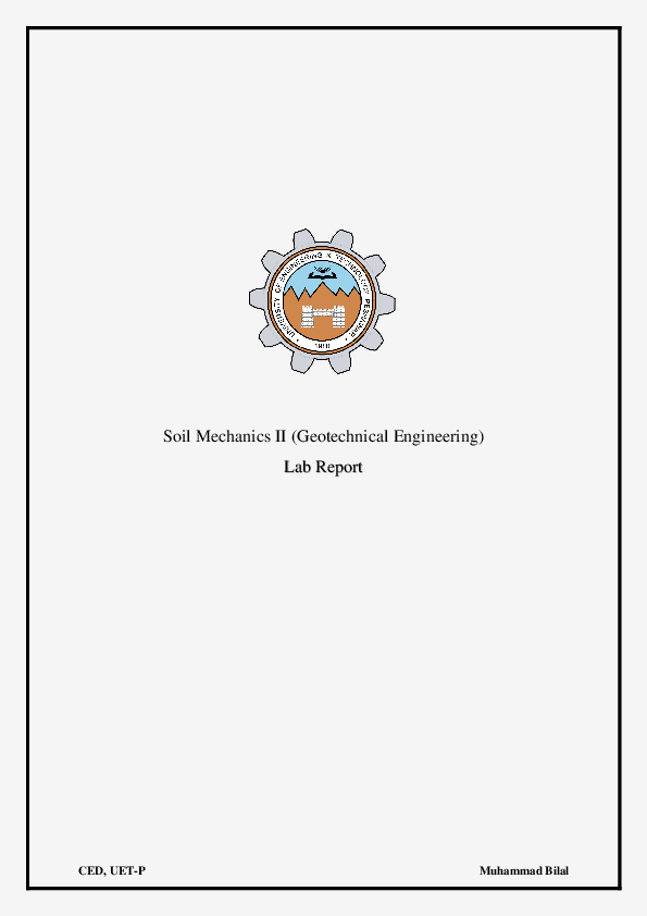 (PDF) CED, UET-P Soil Mechanics II (Geotechnical Engineering) Lab Report