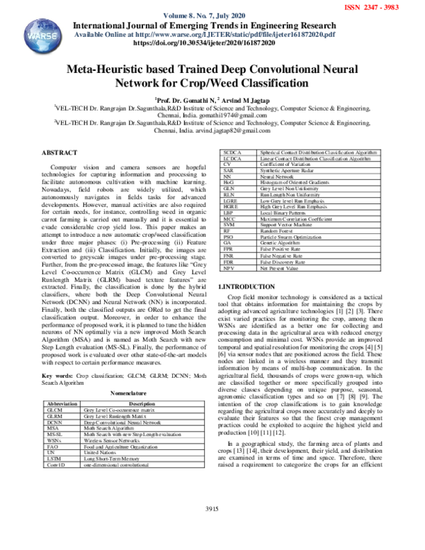 (PDF) Meta-Heuristic based Trained Deep Convolutional Neural Network for Crop/Weed Classification