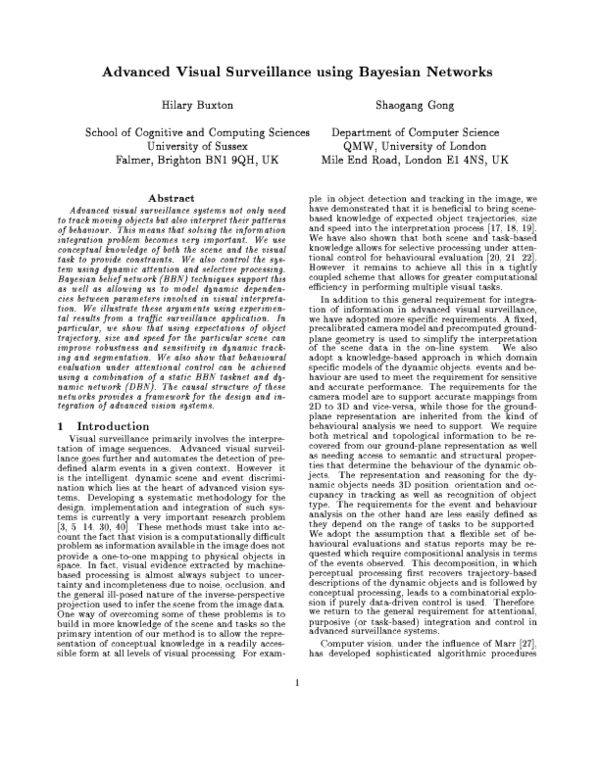 (PDF) Advanced visual surveillance using bayesian networks