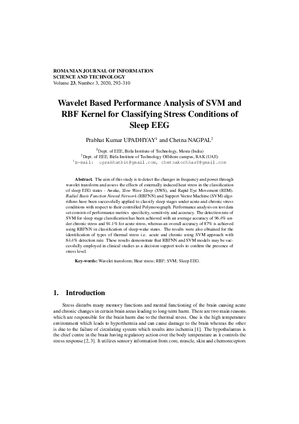 (PDF) Wavelet Based Performance Analysis of SVM and RBF Kernel for Classifying Stress Conditions ...