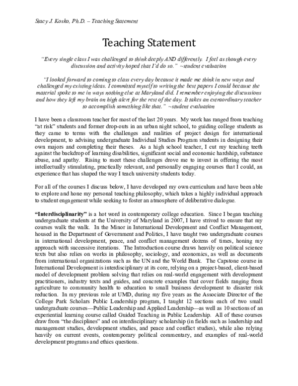 (DOC) Teaching Statement -- updated 2020