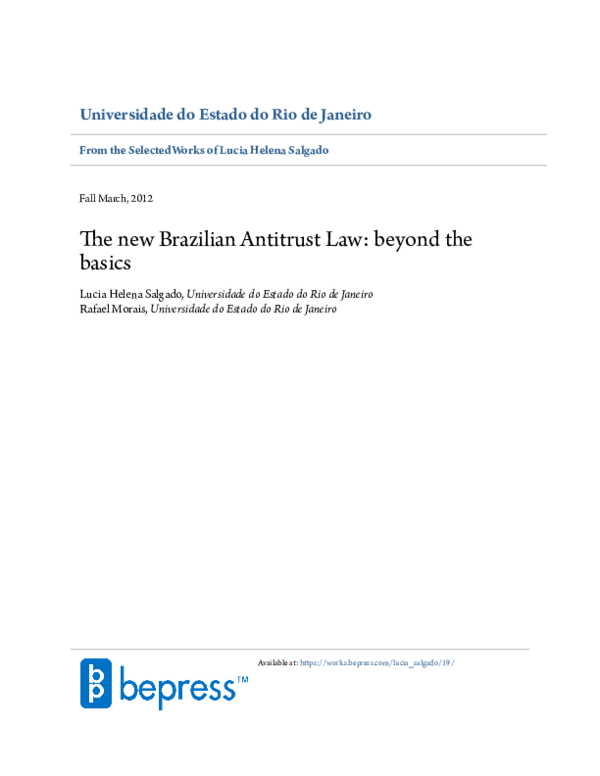(PDF) The new Brazilian Antitrust Law: beyond the basics