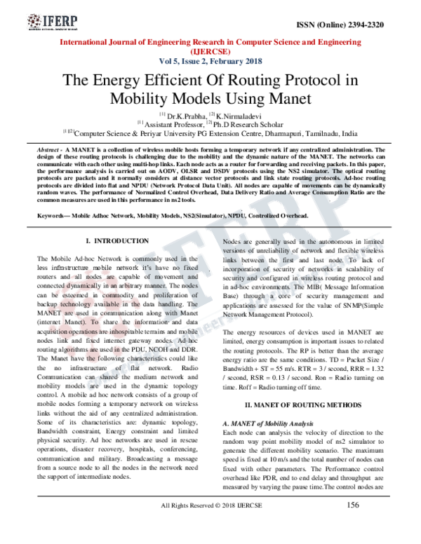 (PDF) The Energy Efficient Of Routing Protocol in Mobility Models Using Manet