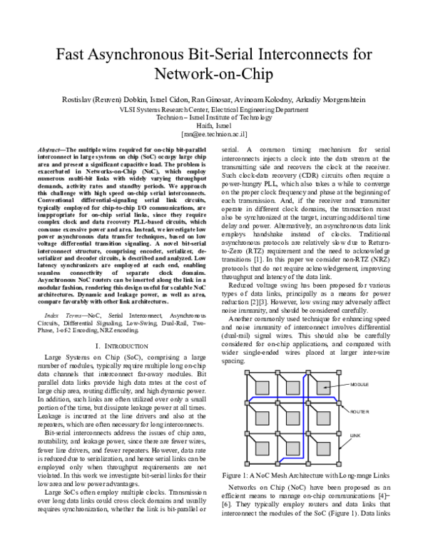 (PDF) Fast asynchronous bit-serial interconnects for network-on-chip