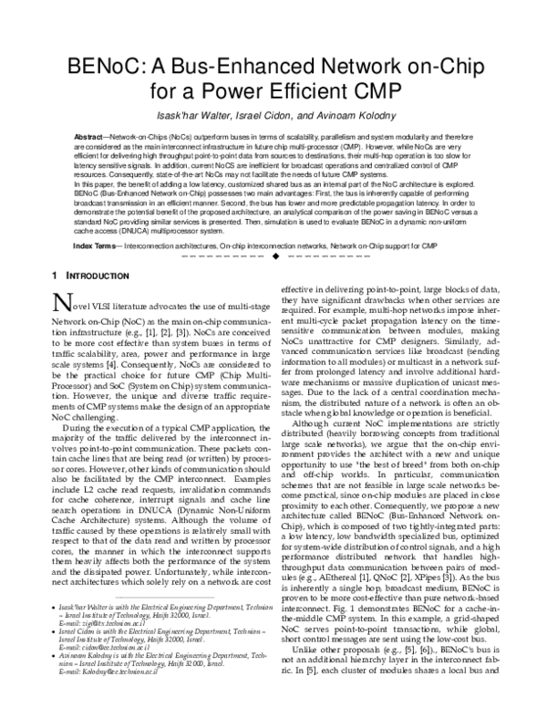 (PDF) Benoc: A bus-enhanced network on-chip for a power efficient cmp