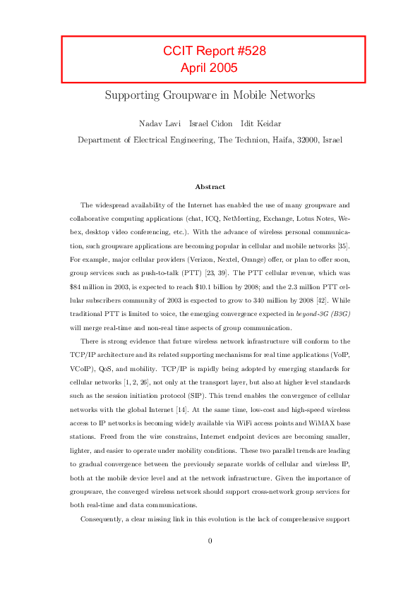 (PDF) Supporting Groupware in Mobile Networks