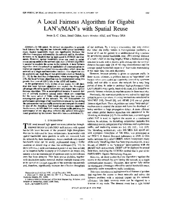 (PDF) Distributed fairness algorithms for local area networks with concurrent transmissions