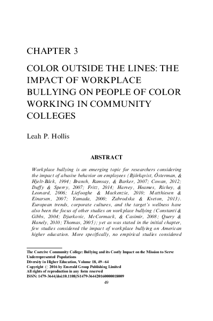 (PDF) CHAPTER 3 COLOR OUTSIDE THE LINES: THE IMPACT OF WORKPLACE ...