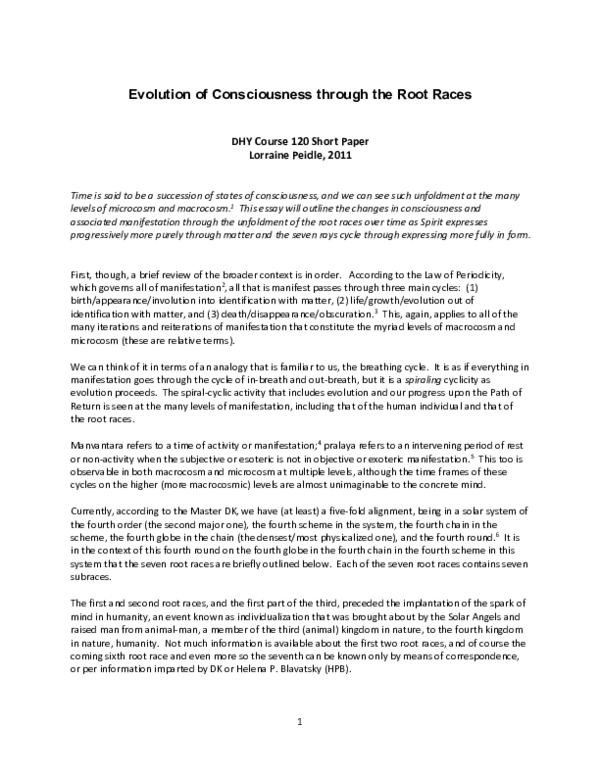 (PDF) Evolution of Consciousness through the Root Races