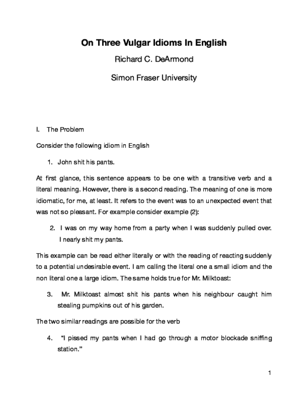 (PDF) On Three Vulgar Idioms In English