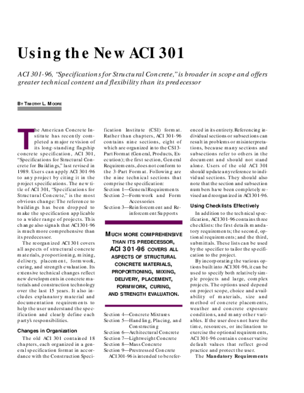(PDF) Using the New ACI 301