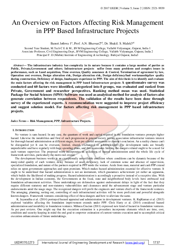 (PDF) An Overview on Factors Affecting Risk Management in PPP Based ...