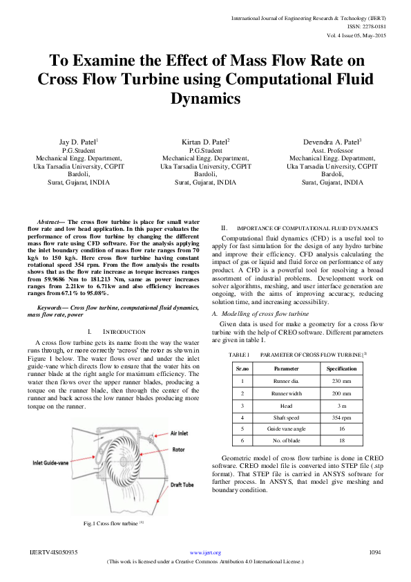 (PDF) Design Methodology and Structural analysis of Cross flow Turbine | tamil chandran A ...