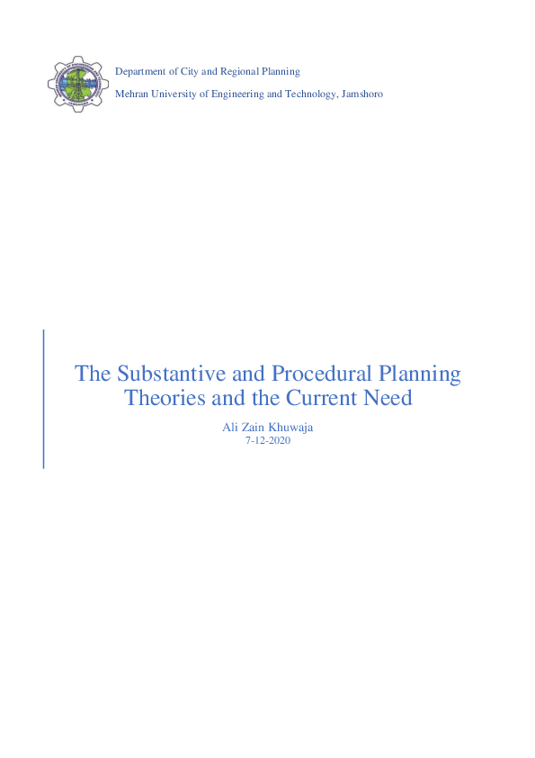 (PDF) The Substantive and Procedural Planning Theories and the Current Need