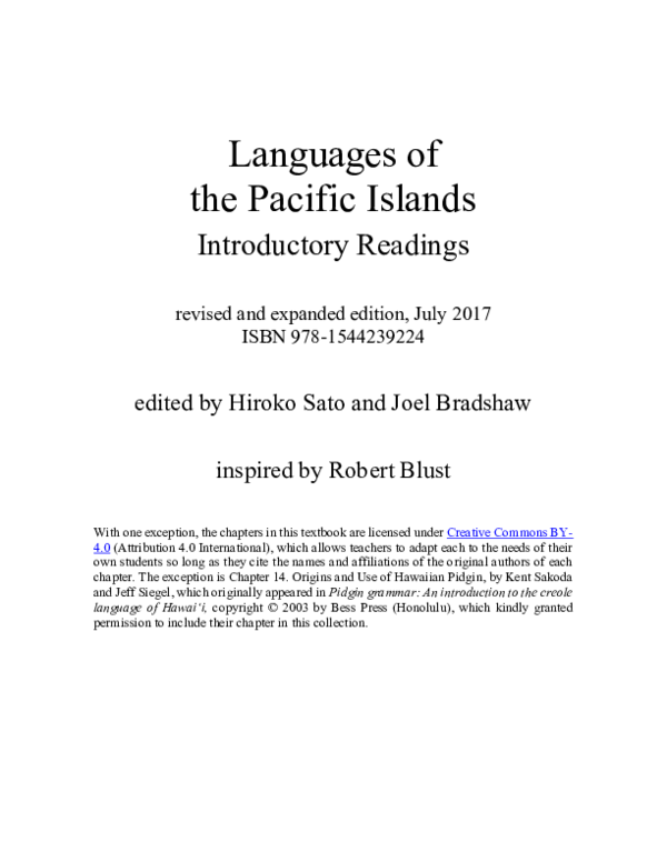 (PDF) Languages of the Pacific Islands Introductory Readings