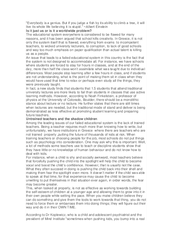 (PDF) Changing the school system