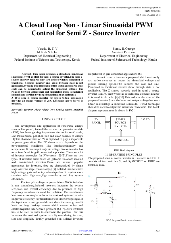 IJERT-A Closed Loop Non - Linear Sinusoidal PWM Control for Semi Z ...