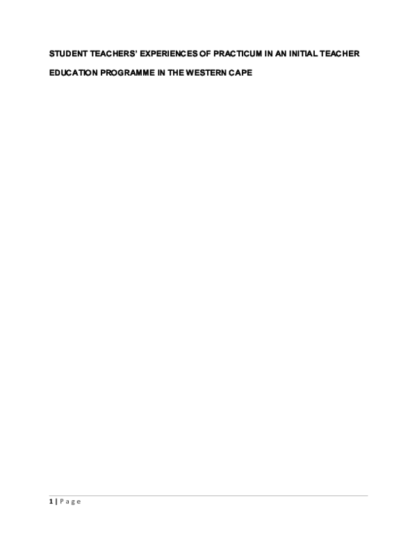 (DOC) STUDENT TEACHERS' EXPERIENCES OF PRACTICUM IN AN INITIAL TEACHER ...