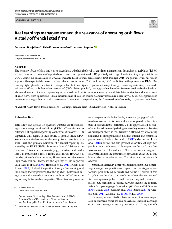 (PDF) Real earnings management and the relevance of operating cash ...