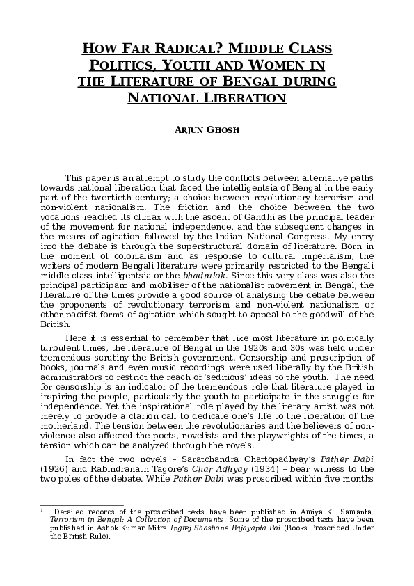 (PDF) HOW FAR RADICAL? MIDDLE CLASS POLITICS, YOUTH AND WOMEN IN THE ...