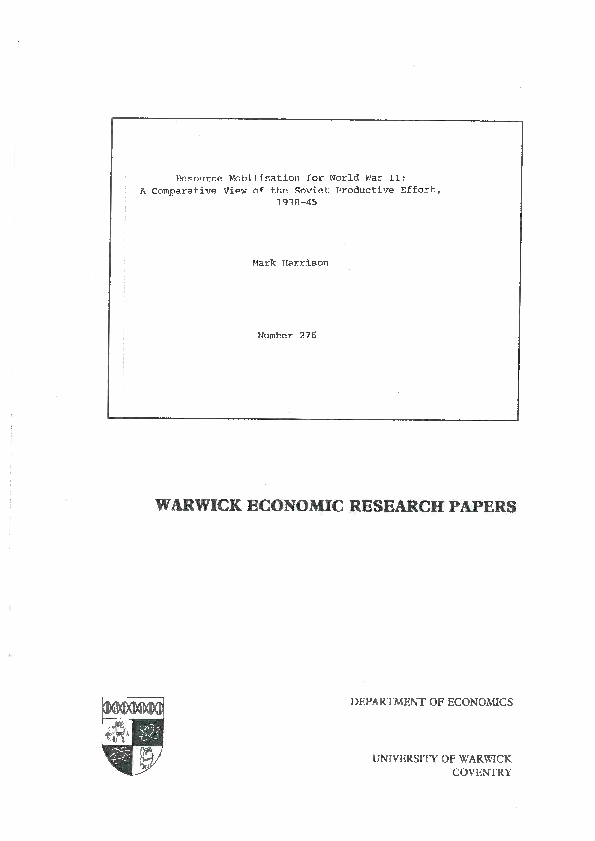 (PDF) Resource Mobilisation for World War II : A Comparative View of ...